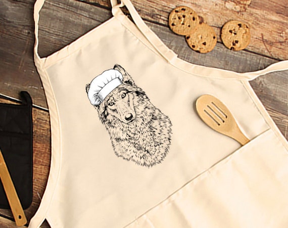 Wolf Apron Wolf Lovers Aprons With Pockets Animal Cooking - Etsy