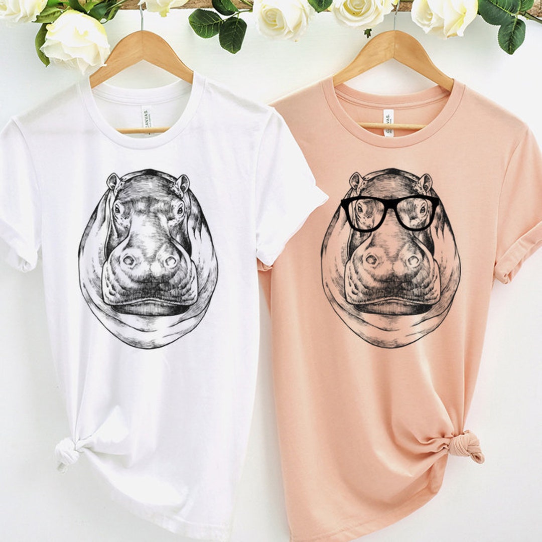 Hippo Shirt, Nerdy Glasses Hippopotamus Lover Tee Tshirt, Hipster ...