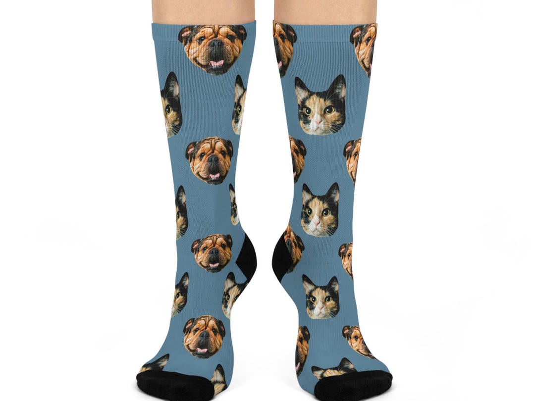 Custom Dog Socks, Custom Pet Socks, Personalized Cat Face Socks, Dog ...