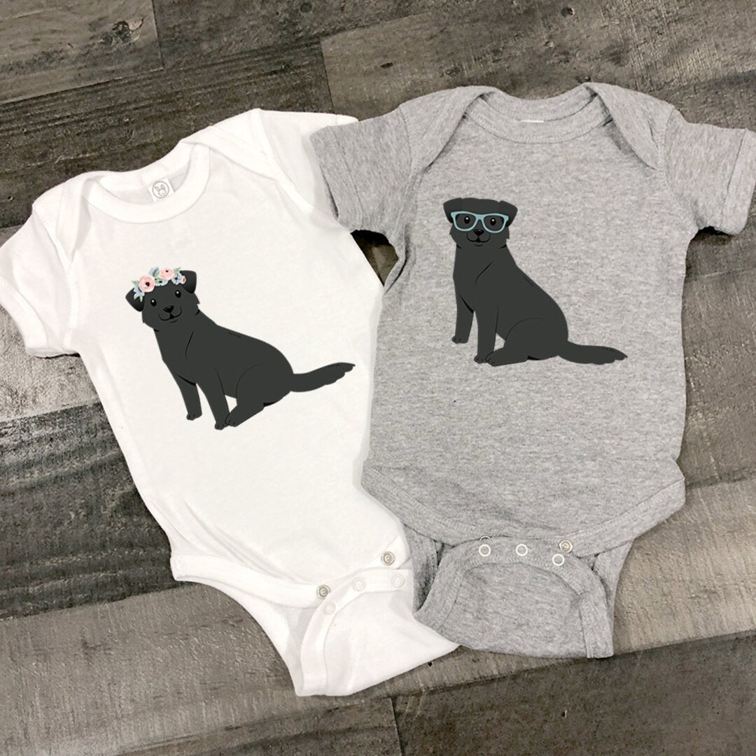 Floral Black Labrador Retriever Baby Bodysuit, Nerdy Dog Baby Bodysuit ...