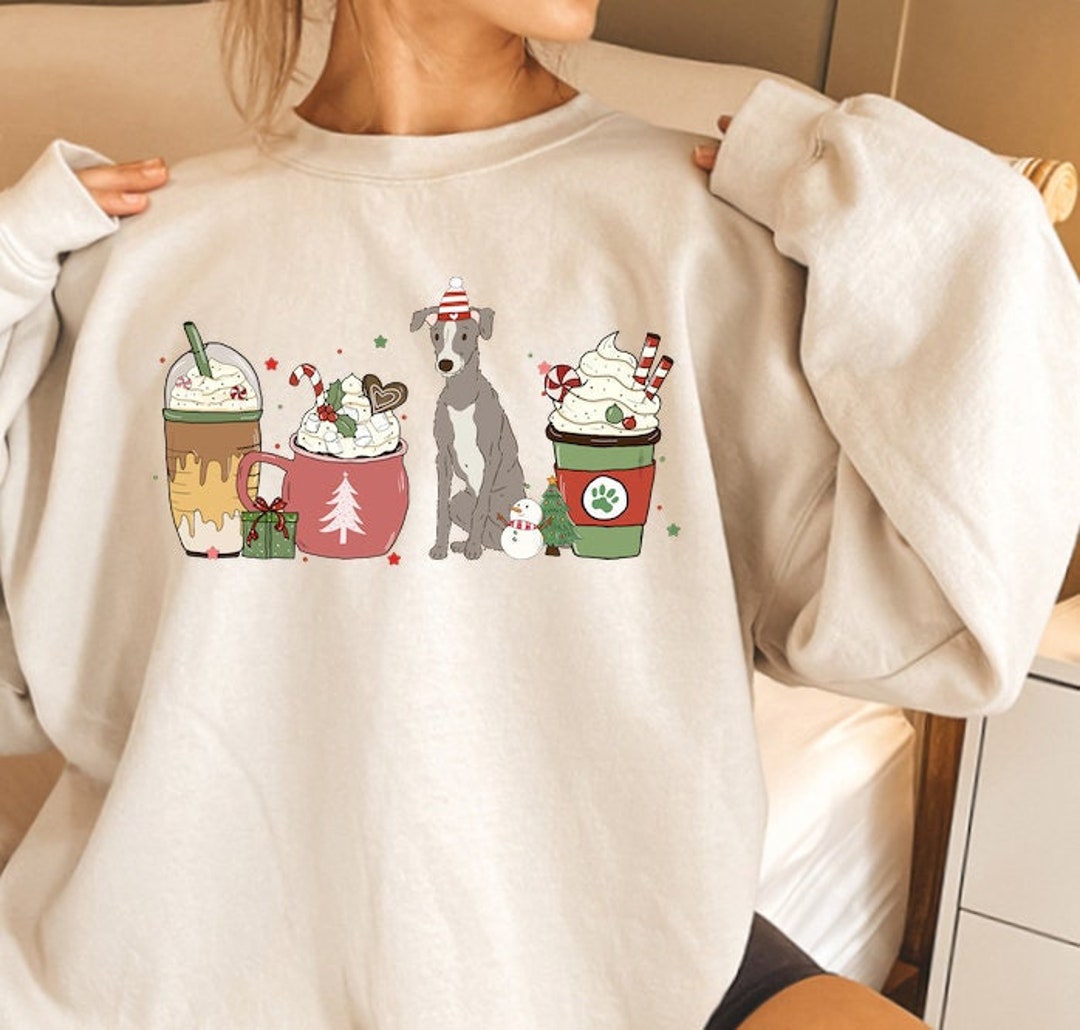Greyhound Christmas Sweatshirt, Dog Coffee Sweatshirt, Cozy Holiday ...