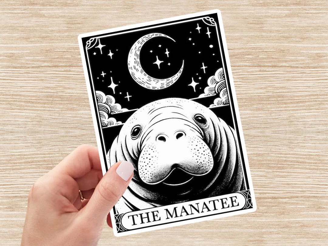 Manatee Sticker, Manatee Decal, Sea Animal Tarot Card Sticker, Manatee ...