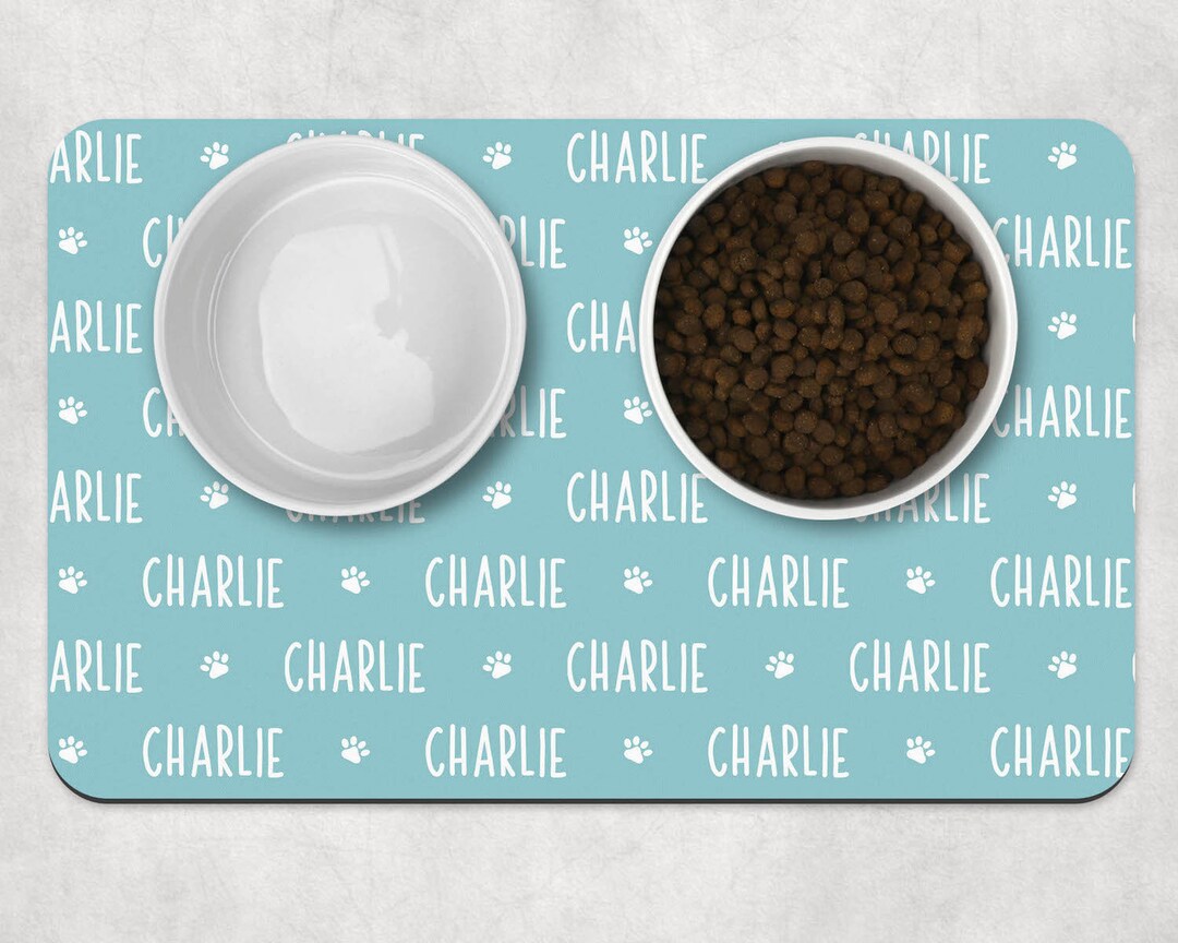 Personalized Pet Placemat, Dog Paw Mat, Custom Name Pet Food Mats, Dog ...