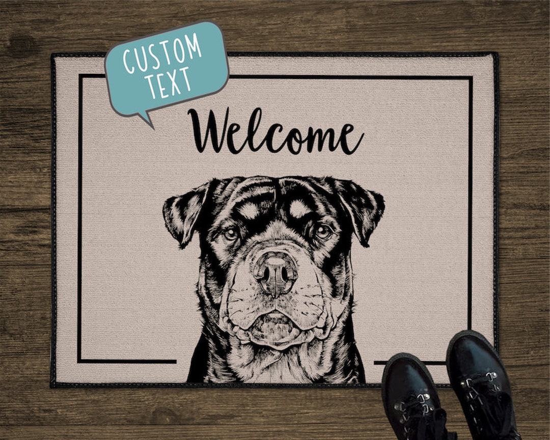 Rottweiler Door Mat, Rottie Dog Custom Front Doormat, Personalized ...