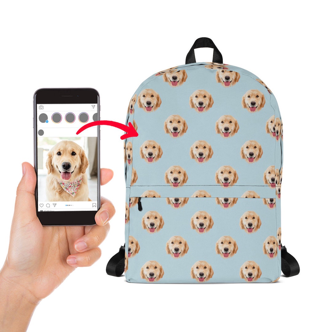 Custom Pet Portrait Backpack, Personalized Dog Portrait Laptop Bag ...