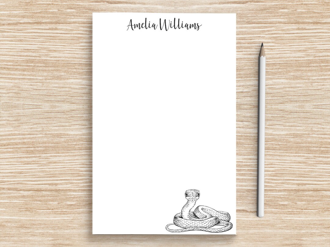 Green Snake Notepad, Custom Name Notepad, Personalized Snake Mom ...