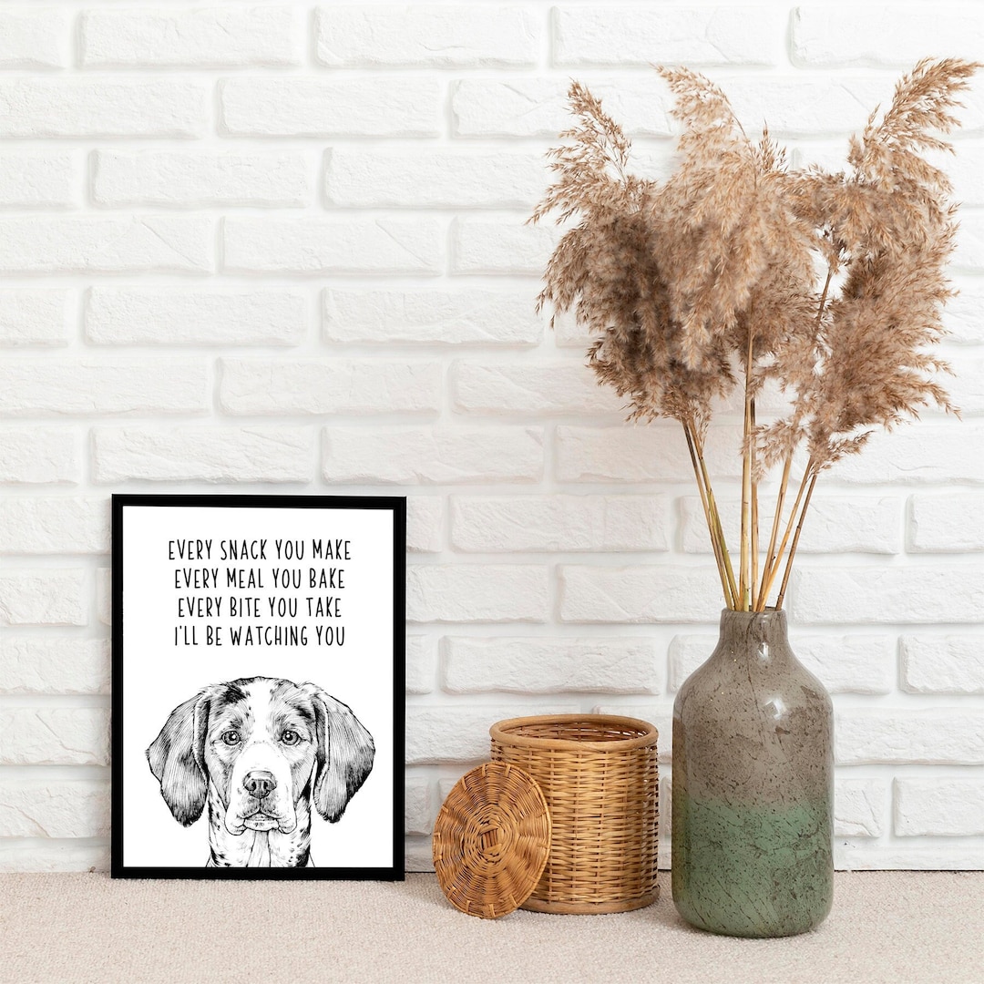 Treeing Walker Coonhound Wall Art, Dog Kitchen Decor Print Every Snack ...