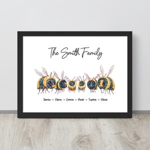 Bumblebee Family Portrait Gift, Custom Bee Family Portrait Art Print ...