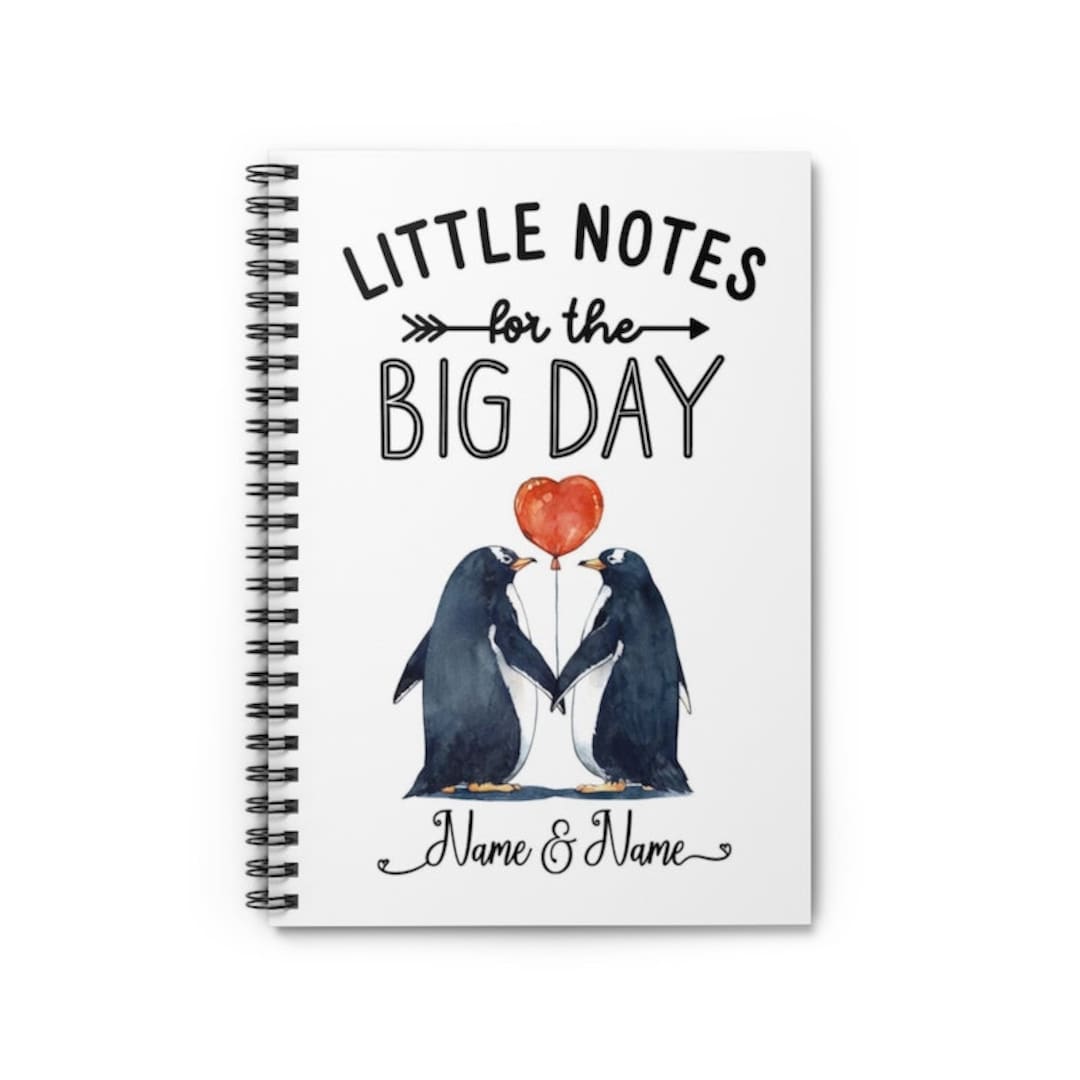 Little Notes for the Big Day, Personalized Penguin Wedding Notebook ...