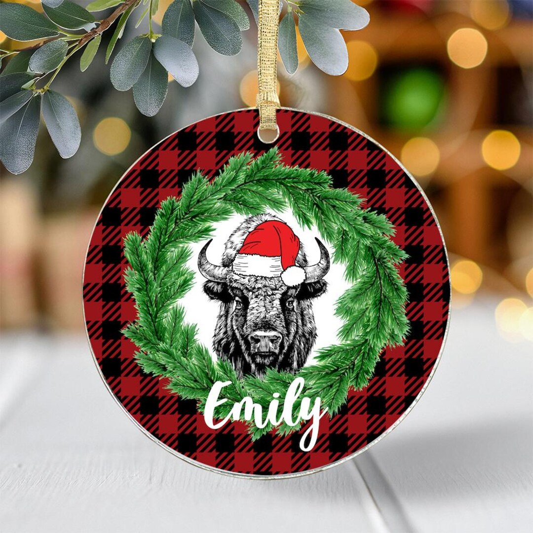 Bison Buffalo Ornament, Custom American Bison Christmas Ornament ...