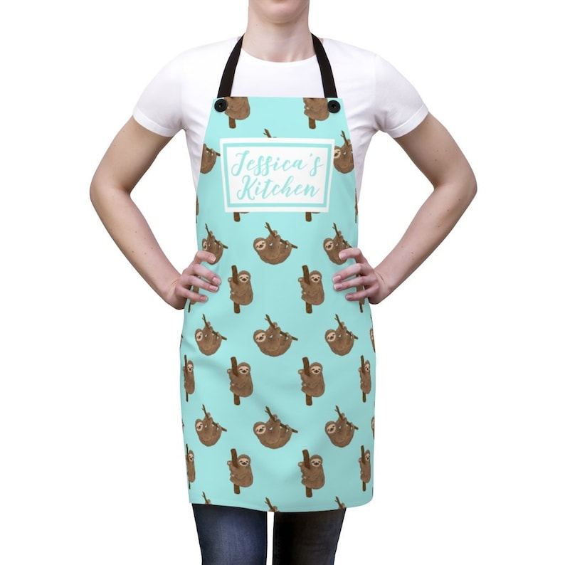 Custom Apron Sloth Aprons Animal Personalized Cooking Baking | Etsy