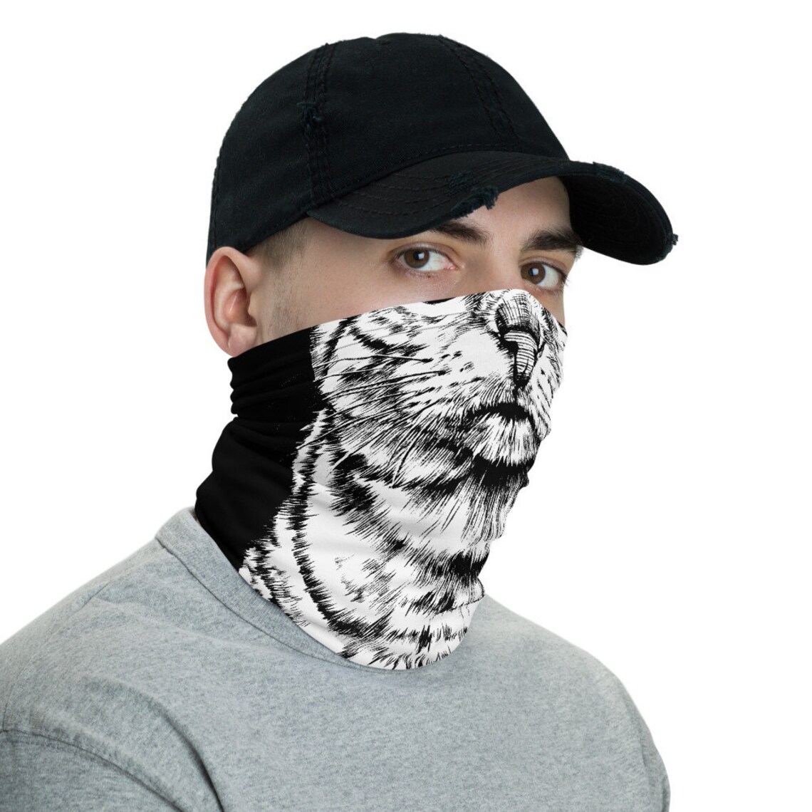 Tabby Cat Neck Gaiter Face Mask Cat Washable Neck Gaiters for | Etsy