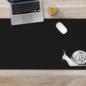 Snail Large Desk Mat, Animal Mousepad, Black Desk Pad, Mouse Pad or ...
