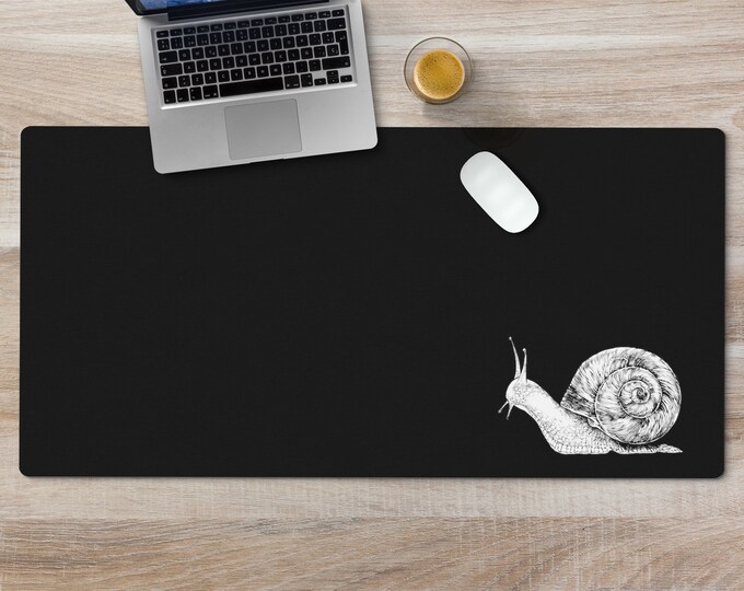 Snail Large Desk Mat Animal Mousepad Black Desk Pad Mouse - Etsy