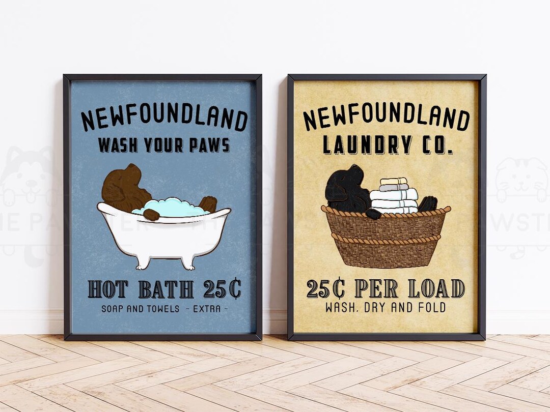 Newfoundland Dog Wall Decor, Newfie Bathroom Art, Funny Newfie Dog ...