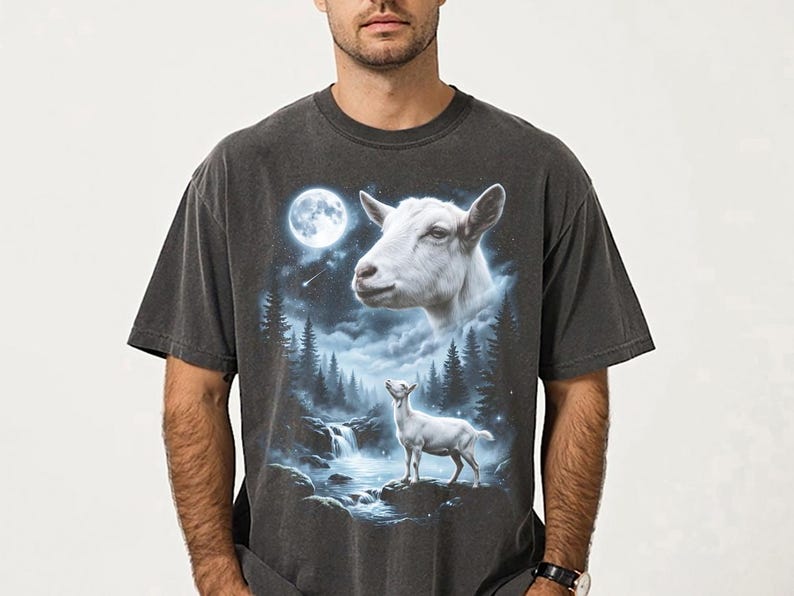 Goat Howling at Moon Shirt, Funny Farm Animal Comfort Colors Halloween ...