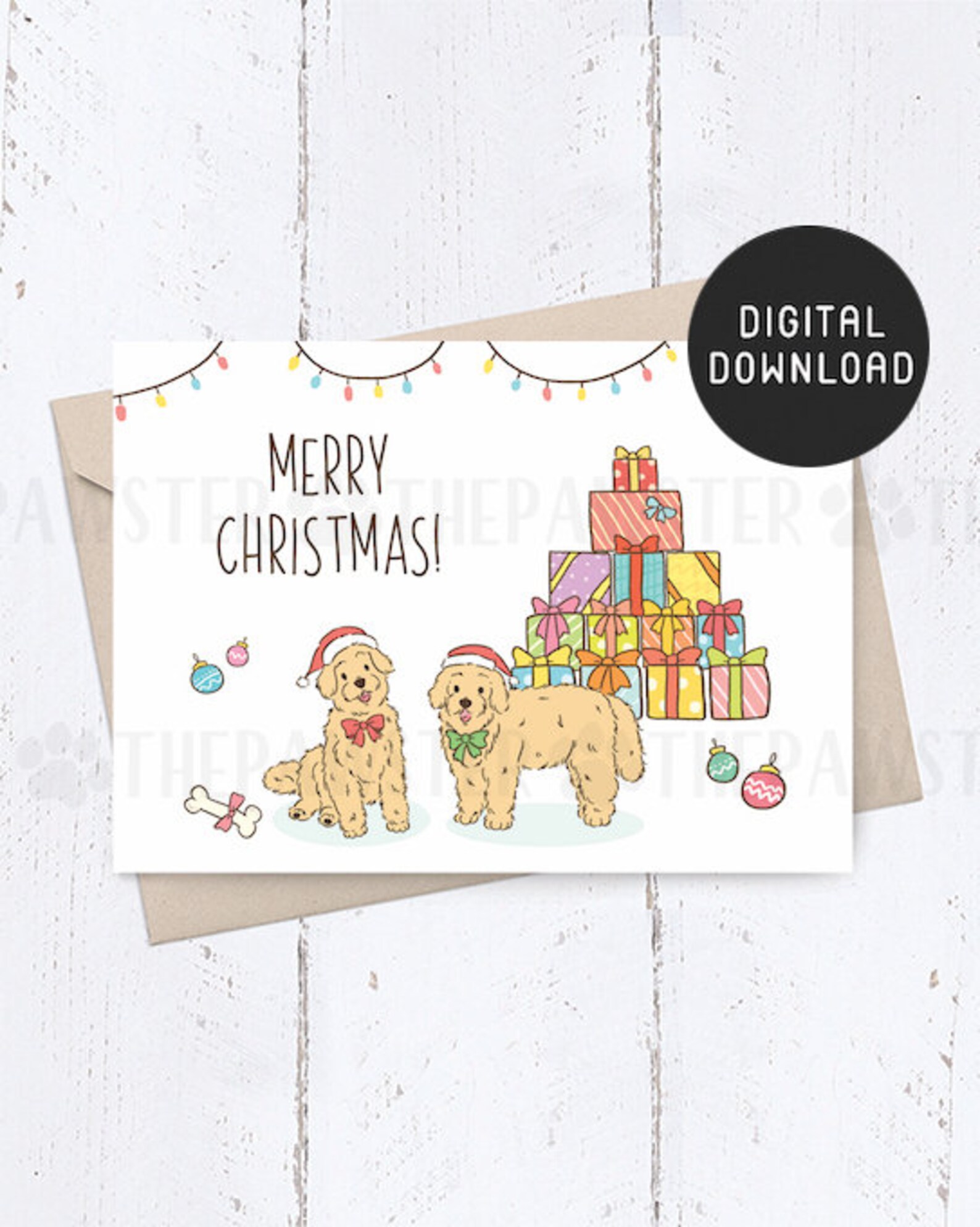 PRINTABLE Christmas Card Goldendoodle Funny Merry Christmas | Etsy
