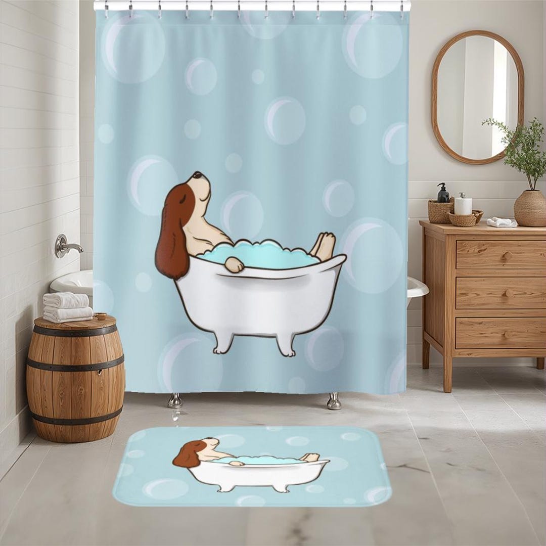 Cavalier King Charles Spaniel Decor, Cavalier Shower Curtain, Bath Mat ...