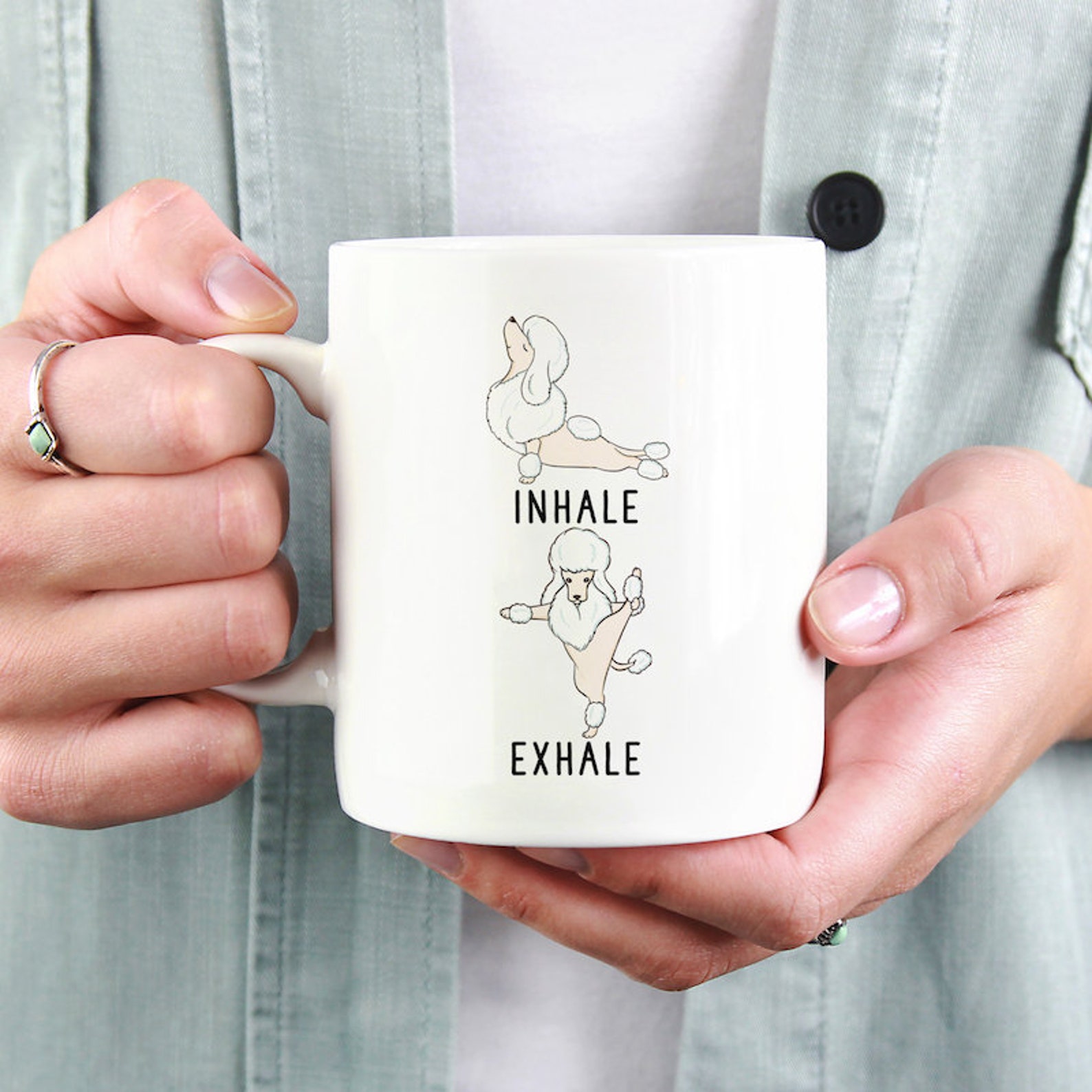 Inhale Exhale Poodle Yoga Coffee Mug Dog 11 Oz Coffee Mugs | Etsy