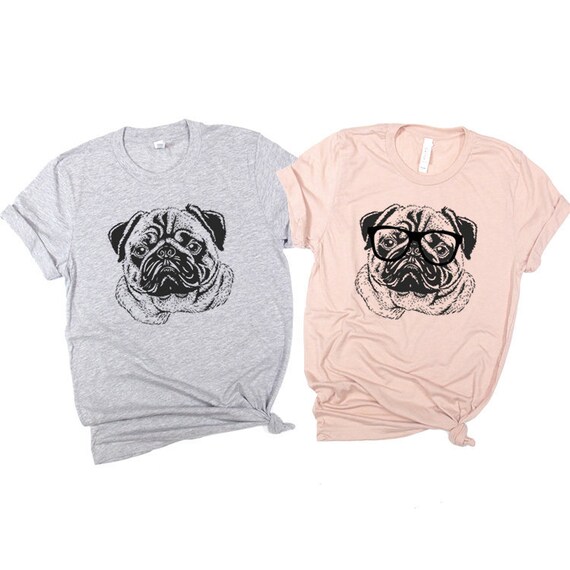 Pug Shirt Nerdy Glasses Pug Tee T-shirt Hipster Dog Tshirt | Etsy