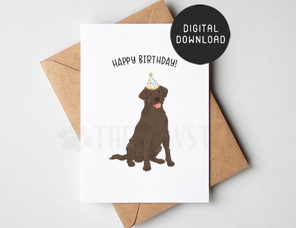 PRINTABLE Labrador Retriever Birthday Card Happy Birthday - Etsy