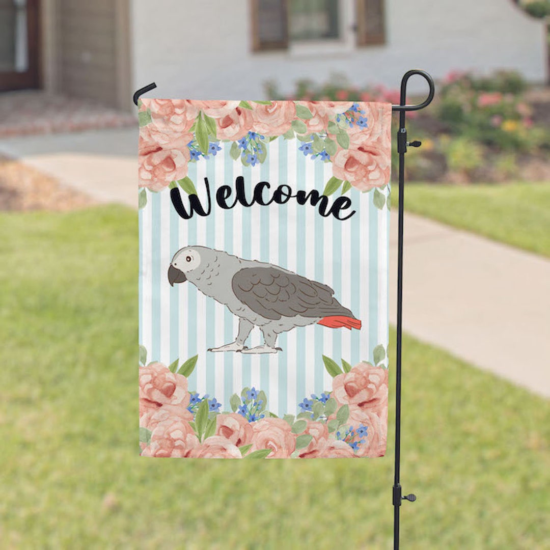 African Grey Parrot Garden Flag, Spring Garden Flags, Bird Lovers House ...