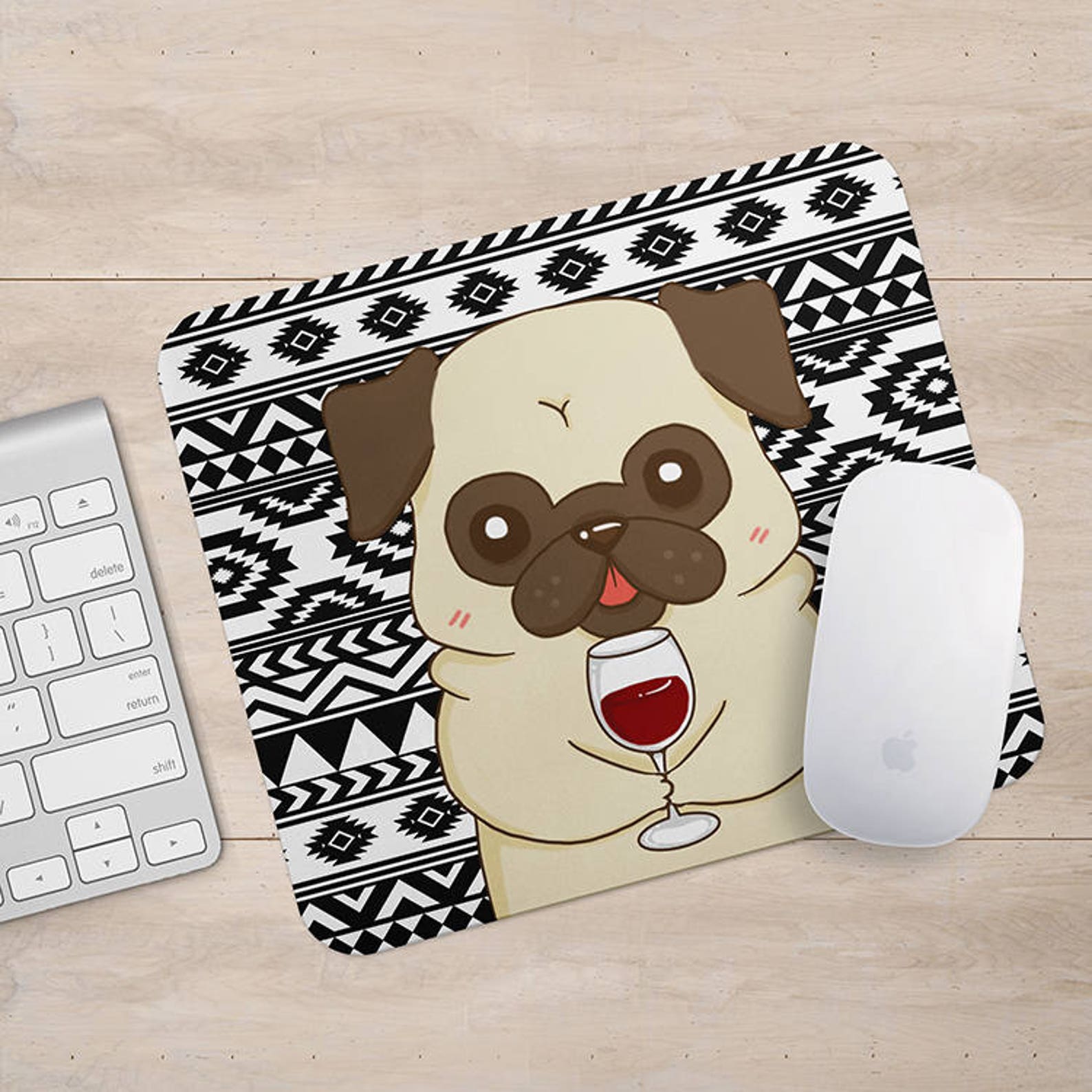Pug Drink Coffee / Wine Mousepad Dog Mouse Pad Dog Lover | Etsy