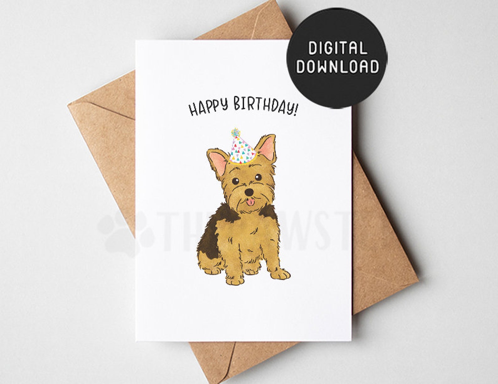 PRINTABLE Yorkie Birthday Card Happy Birthday Card From Dog - Etsy