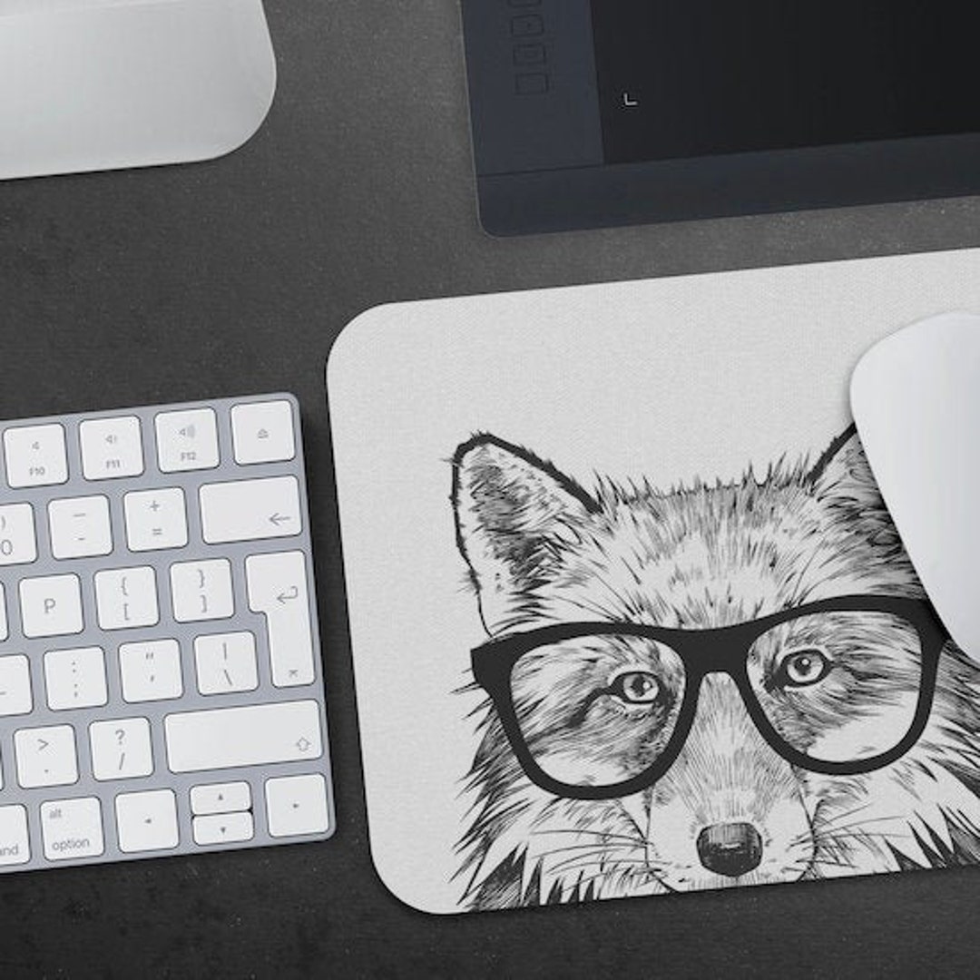 Fox Mousepad, Hipster Nerdy Animal Mouse Pad, Fox Pet Mom Foxy Dad ...