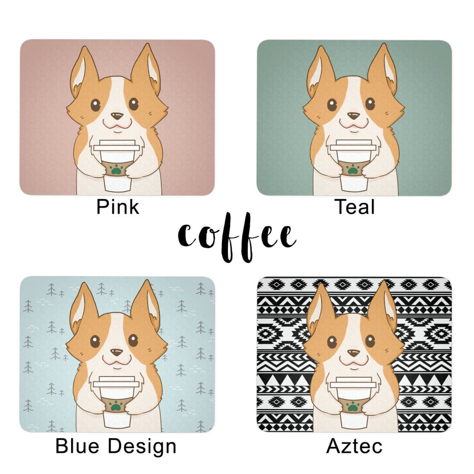 Corgi Drink Coffee / Wine Mousepad, Dog Mouse Pad, Dog Lover Gift ...