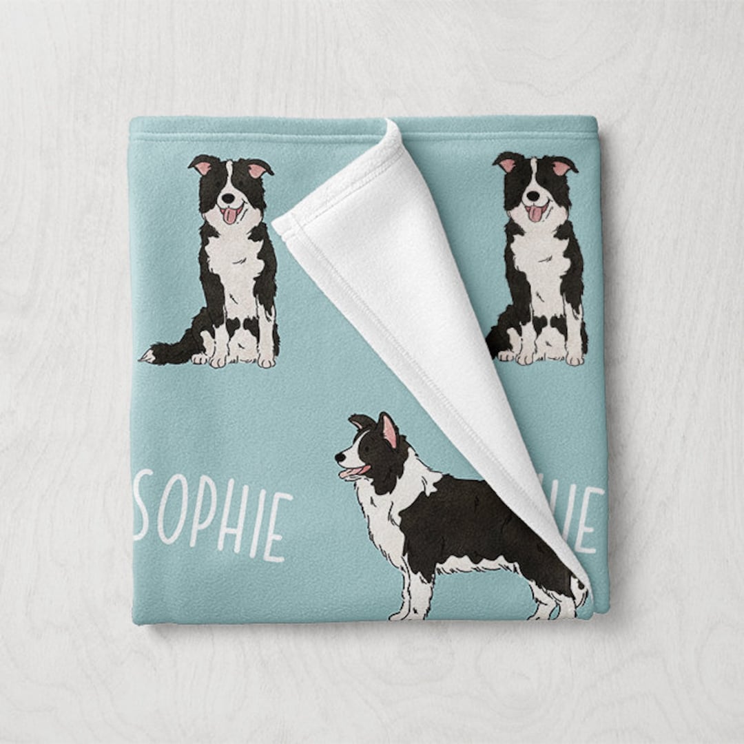 Border Collie Blanket, Custom Name Dog Blanket, Personalized Baby ...