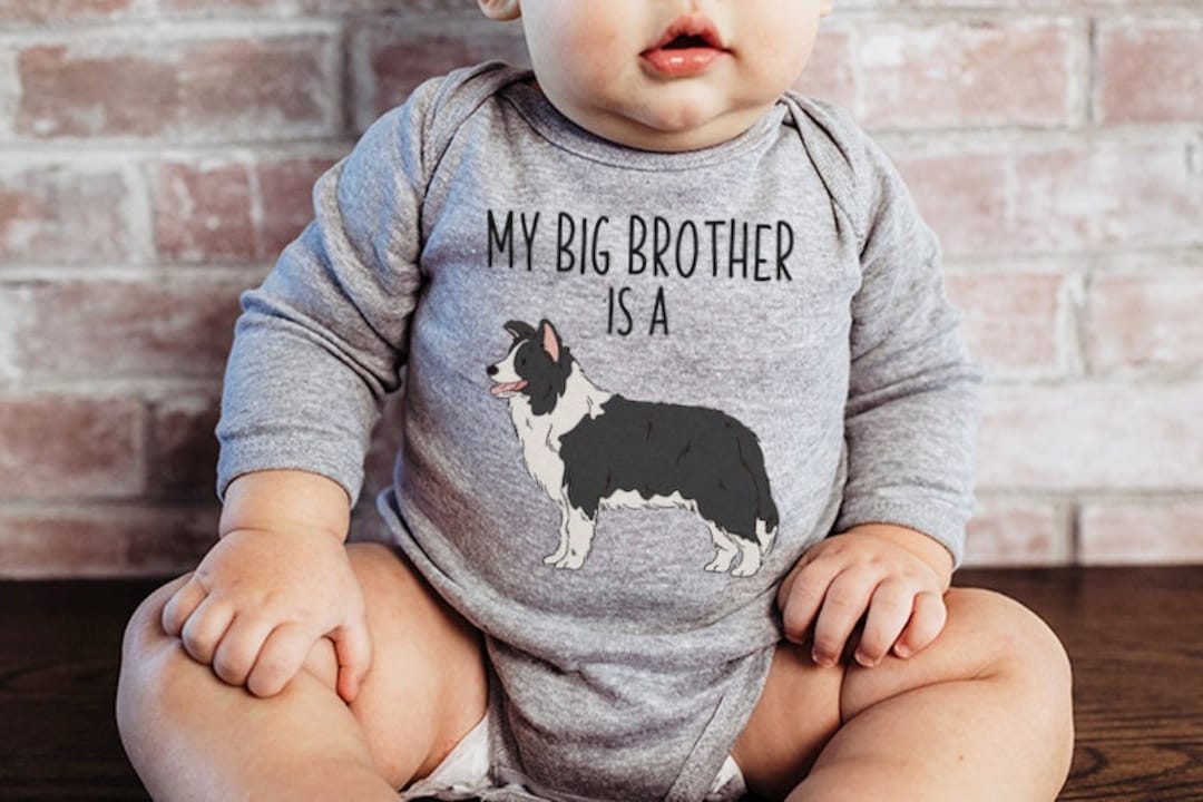 My Big Brother / Sister is a Border Collie Baby Bodysuit, Dog Baby Boy ...