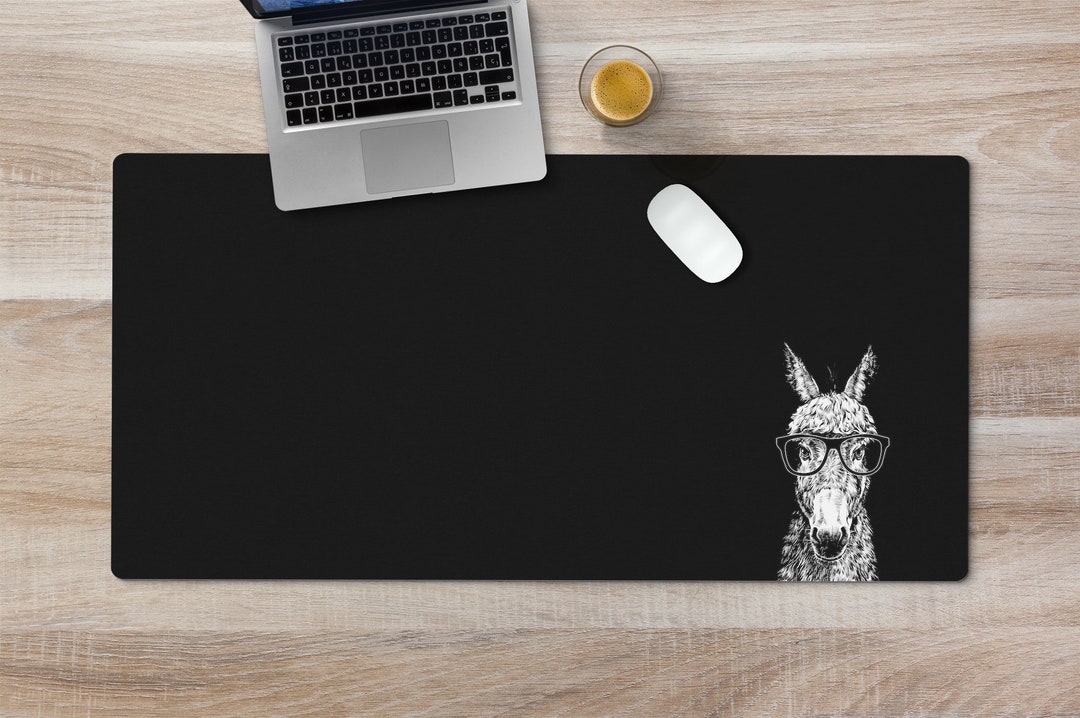 Donkey Large Desk Mat, Farm Animal Mousepad, Black Desk Pad, Mouse Pad ...