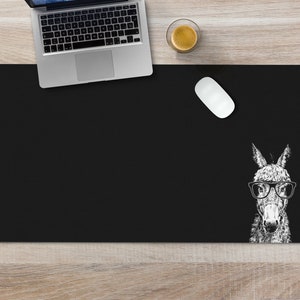Donkey Large Desk Mat, Farm Animal Mousepad, Black Desk Pad, Mouse Pad ...
