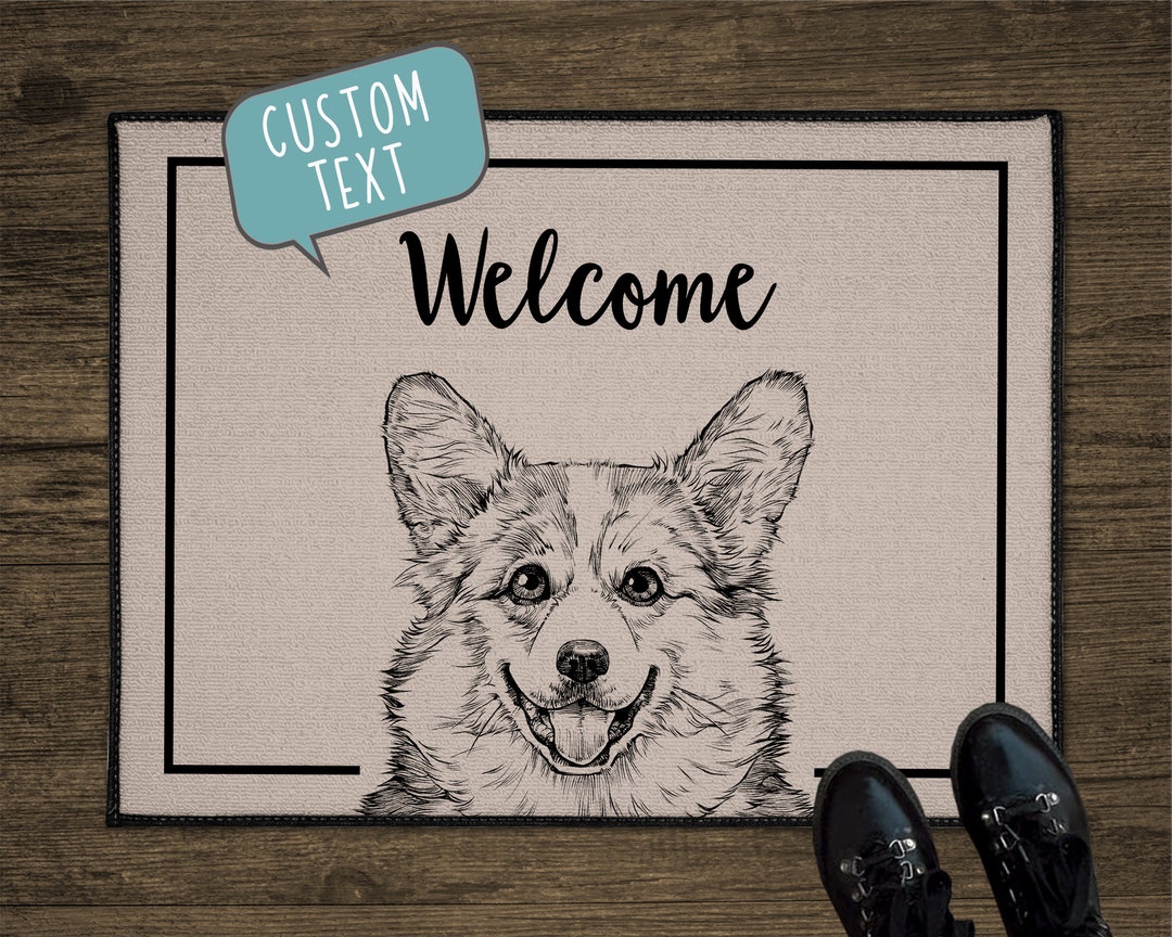 Corgi Door Mat, Dog Custom Front Doormat, Personalized Welcome Mat ...