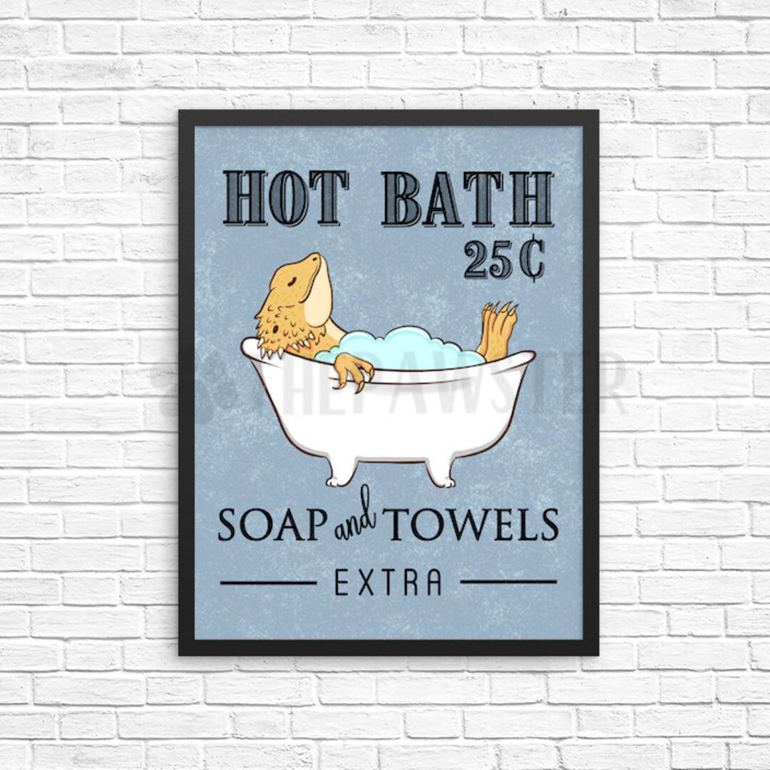 Bearded Dragon Bathroom Wall Decor, Animal Funny Bathroom Art Print ...