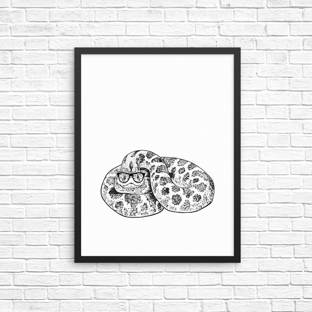 Hognose Snake Wall Art, Snake Portrait Print, Reptile Animal Lovers ...