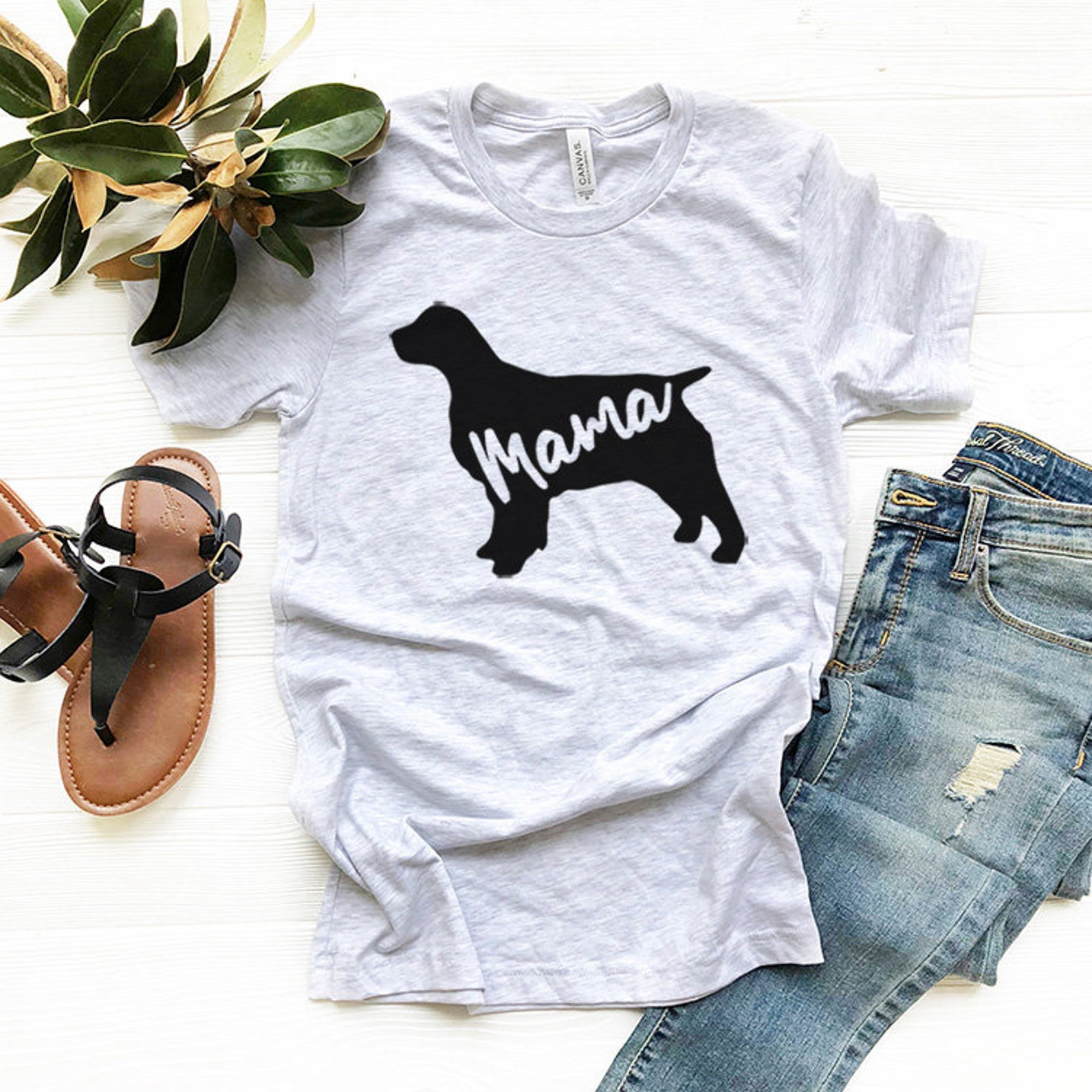 English Springer Spaniel Mama T-shirt, Dog Mom Tshirt, Floral Dog ...