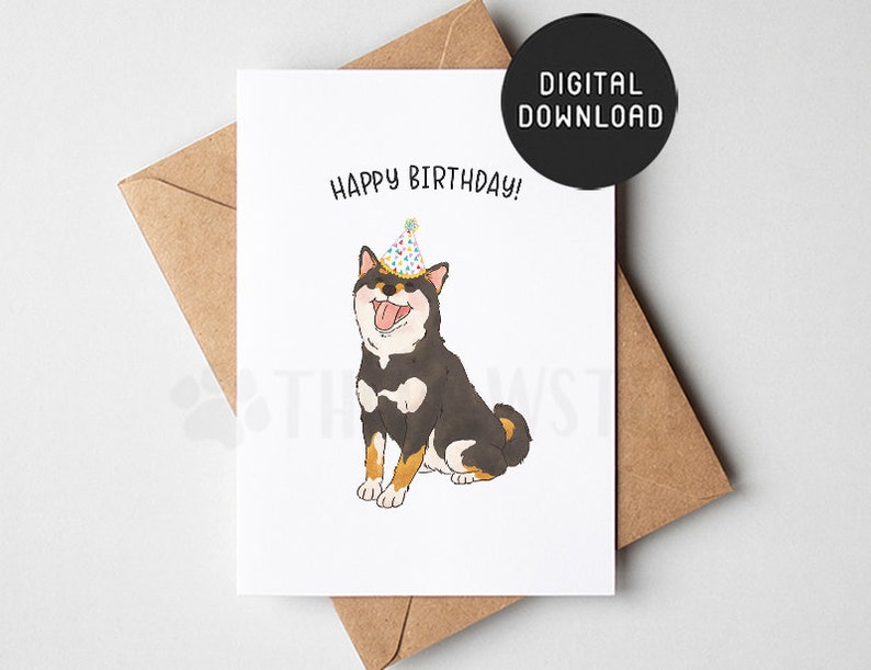 PRINTABLE Shiba Inu Birthday Card, Happy Birthday Card From Dog, Dog ...