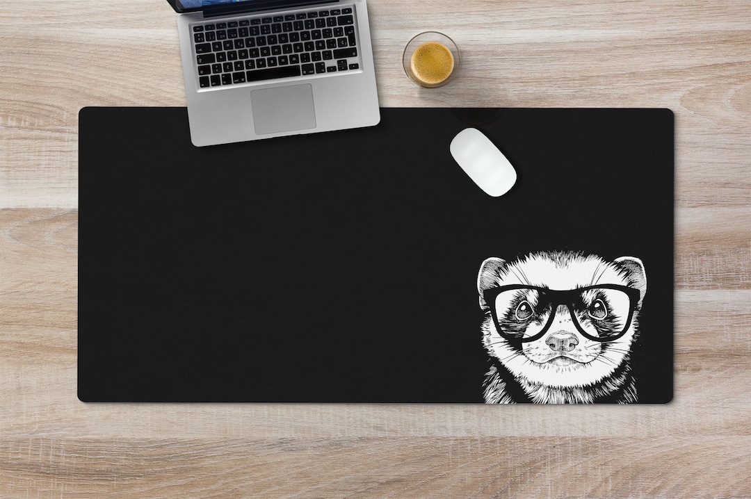 Ferret Large Desk Mat, Animal Mousepad, Black Desk Pad, Mouse Pad or ...