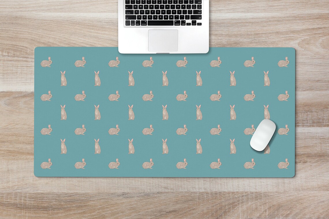 Rabbit Large Desk Mat Animal Mousepad Cute Mouse Pad with | Etsy