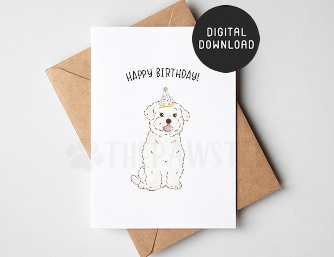 PRINTABLE Maltese Birthday Card, Happy Birthday Card From Dog, Dog Mom ...