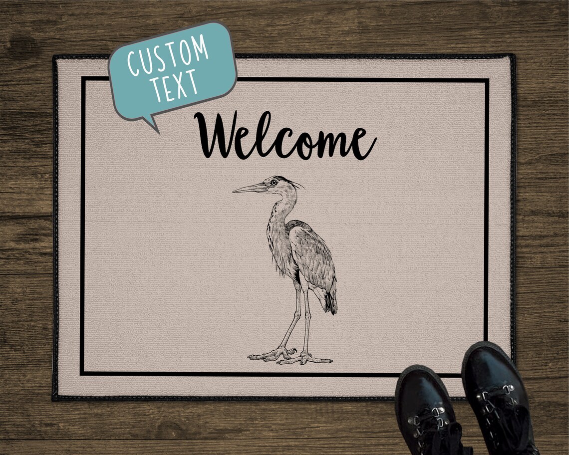 Heron Door Mat Tall Bird Custom Front Doormat Bird - Etsy