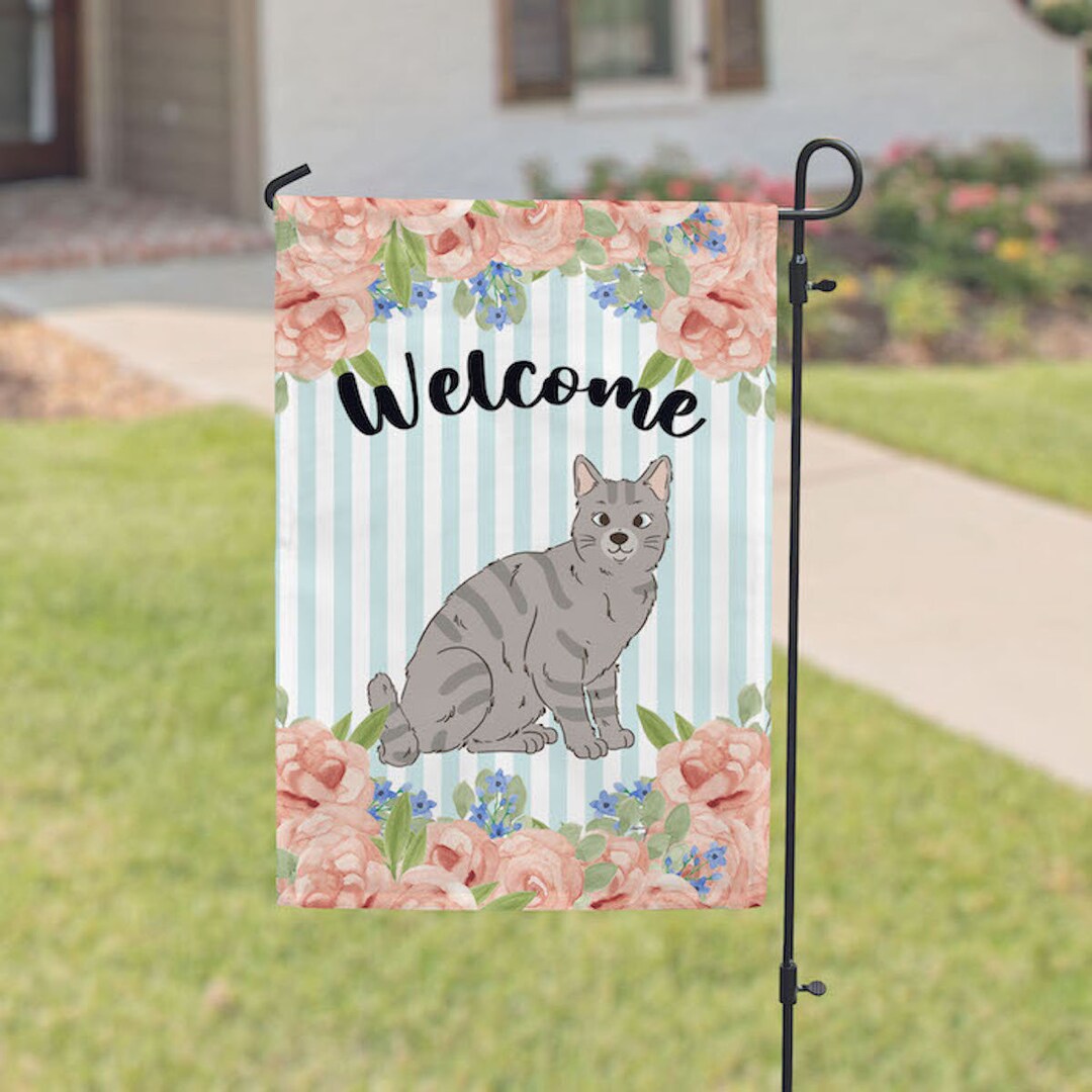 Cat Garden Flag, Spring Garden Flags, Tabby Cat House Flag, Tuxedo Cat ...