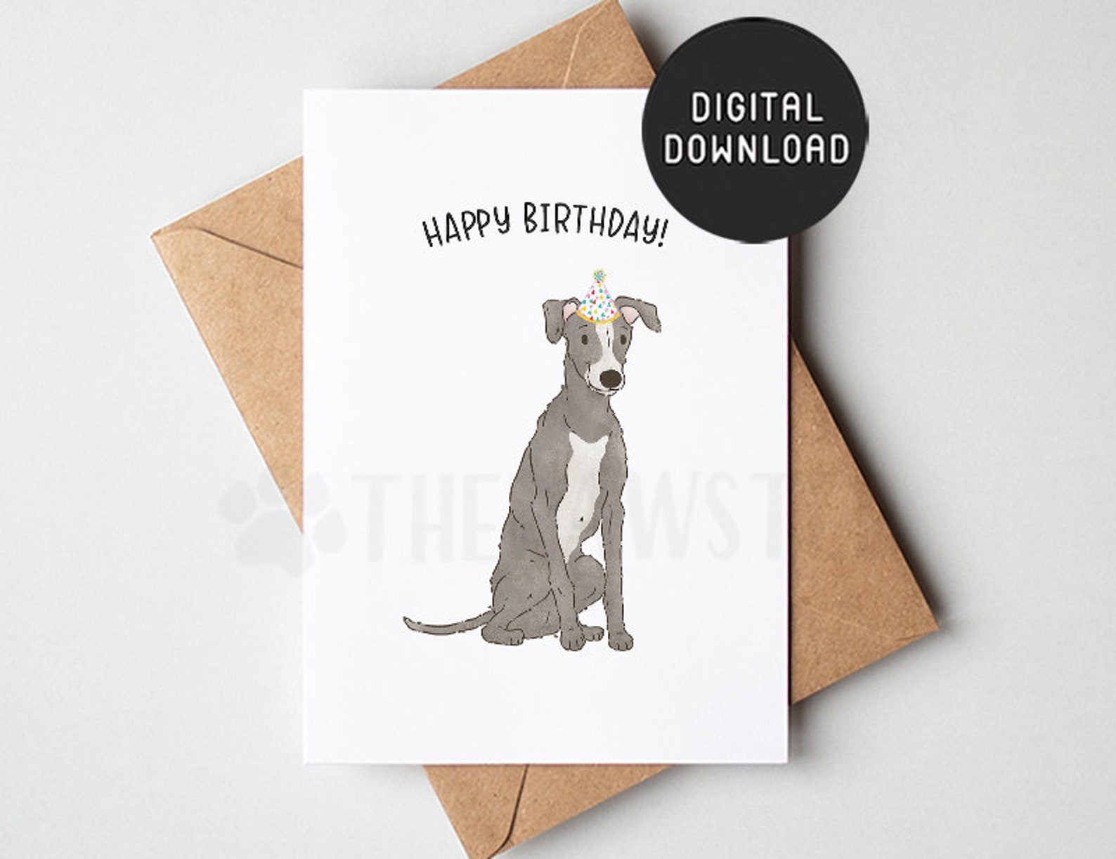 PRINTABLE Greyhound Birthday Card Happy Birthday Card From - Etsy