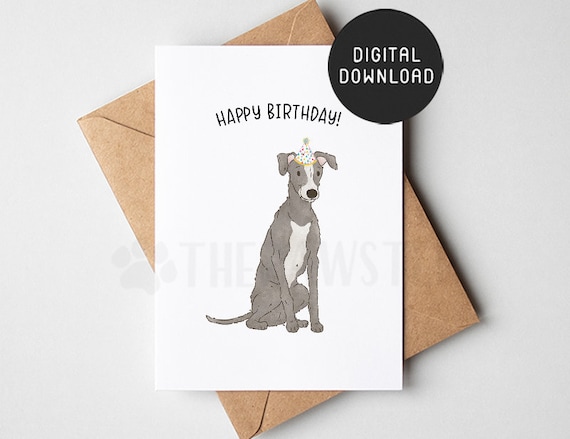 PRINTABLE Greyhound Birthday Card Happy Birthday Card From - Etsy