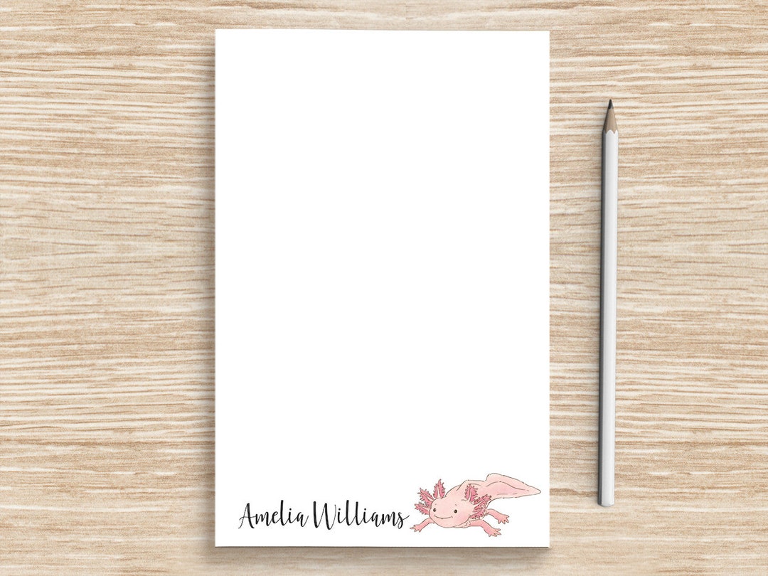Axolotl Notepad, Personalized Salamander Notepad, Custom Animal ...