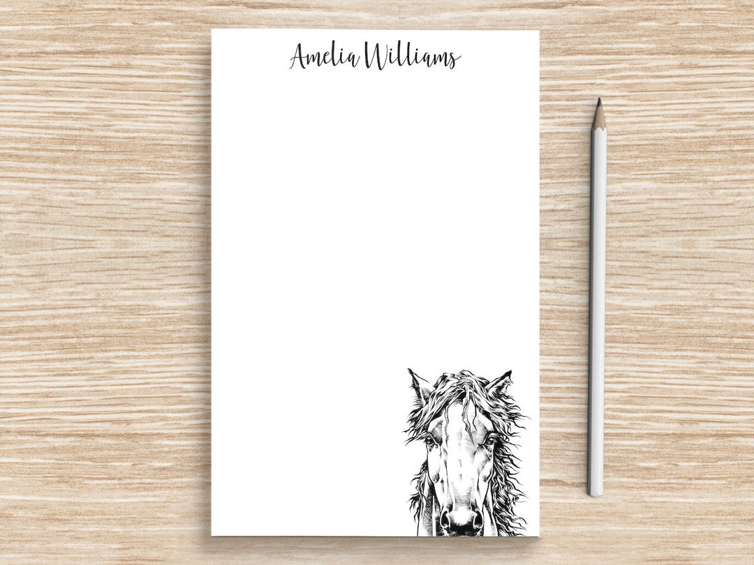 Horse Notepad, Custom Name Notepad, Personalized Farmhouse Stationery ...