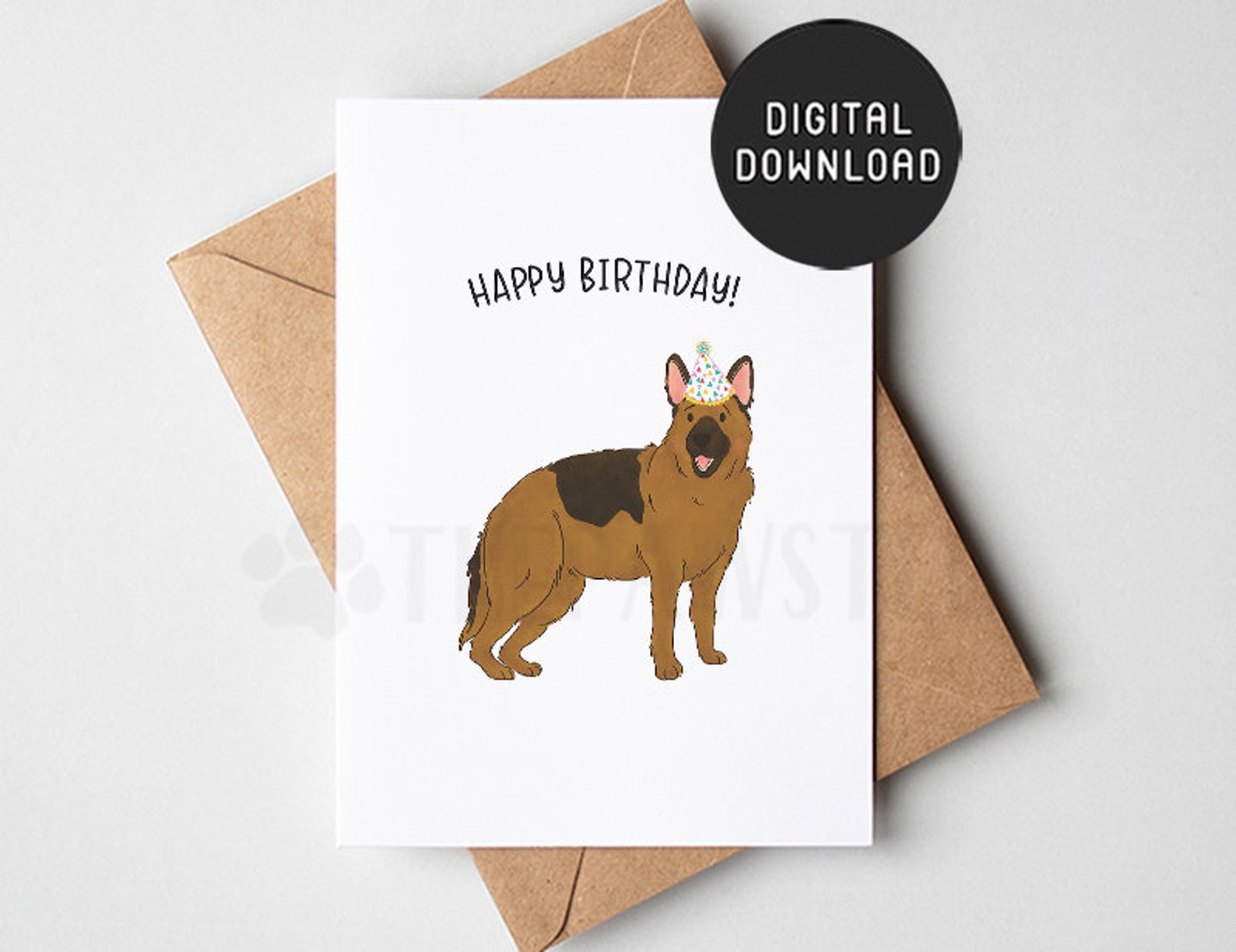 PRINTABLE German Shepherd Birthday Card Alsatian Happy - Etsy