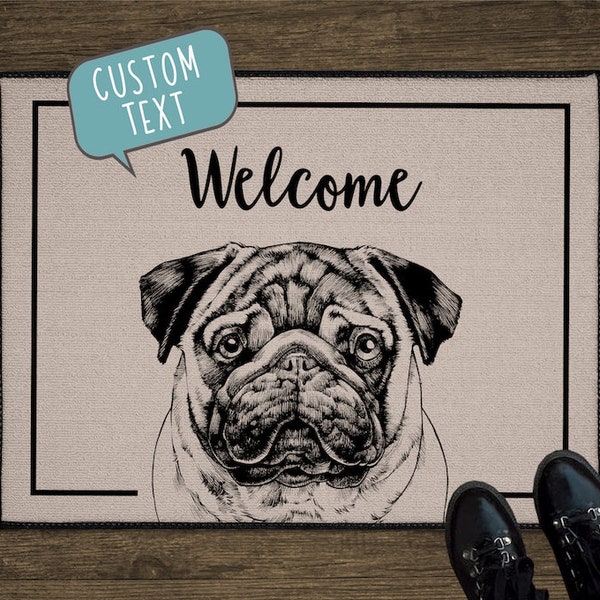 Pug Welcome Mat - Etsy